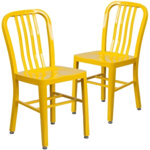 flash furniture gael commercial grade 2 pack yellow metal indoor-outdoor chair