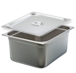 tiger chef 6-inch 1/2 half-size 22 gauge stainless steel anti-jam steam table pan with lid