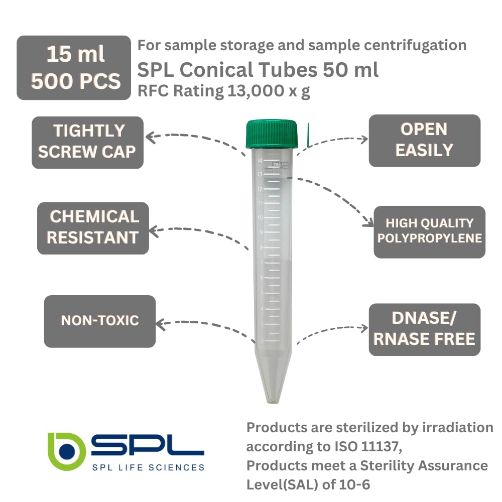 SPL 15 ml Conical Centrifuge Tubes Sterilized with PP Racks,DNase/RNase - Free, 25 Tubes x Rack (1 Rack)