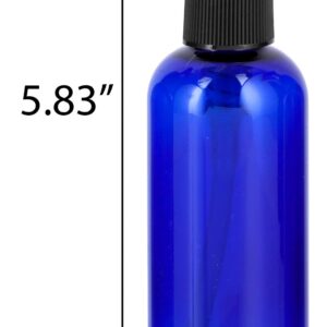 4 oz / 120 ml Cobalt Blue Boston Round PET Plastic Bottles with Black Lotion Pump (12 Pack)