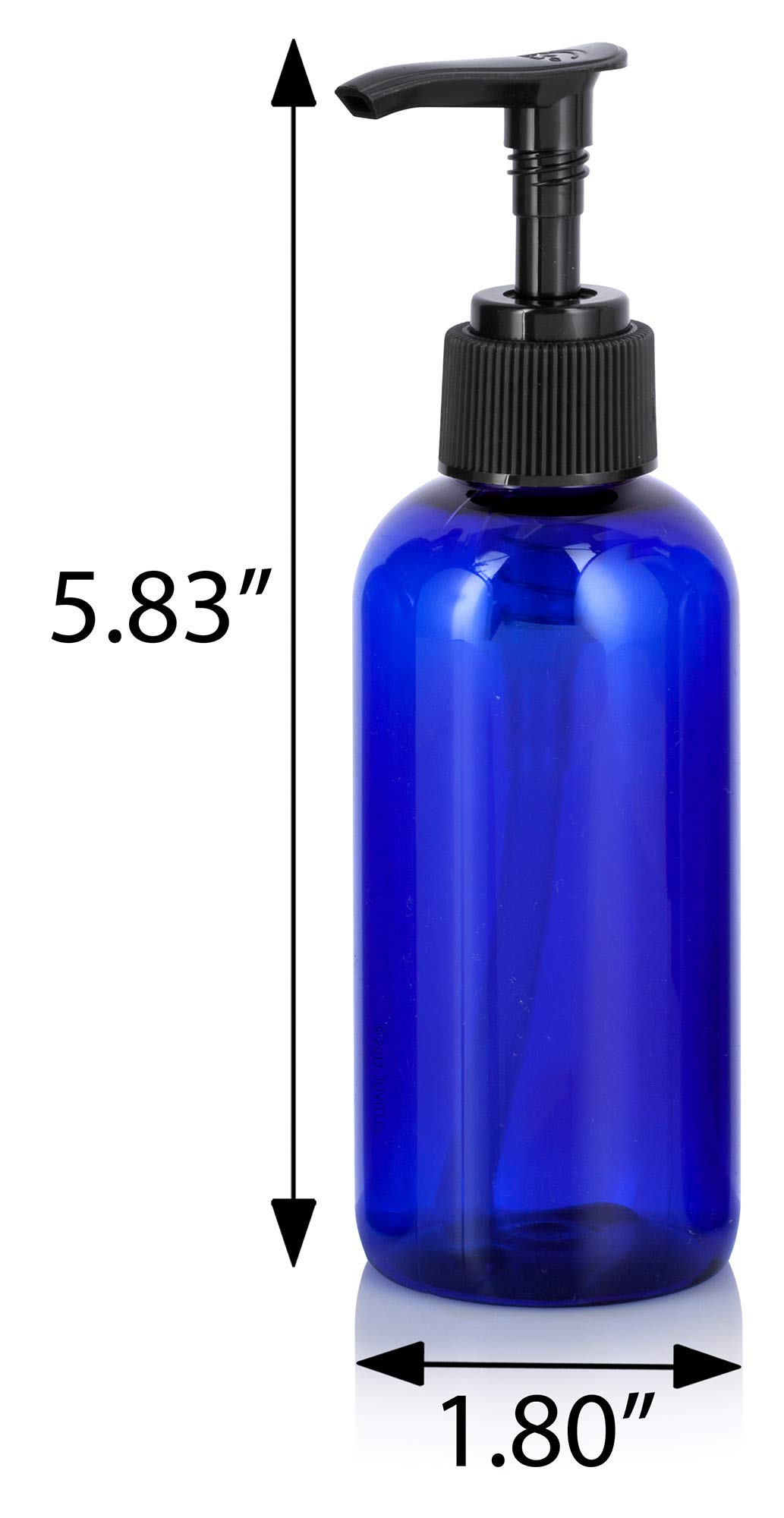 4 oz / 120 ml Cobalt Blue Boston Round PET Plastic Bottles with Black Lotion Pump (12 Pack)