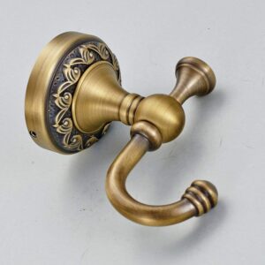 Leyden Antique Brass Towel Hook, Bathroom Robe Hooks, Wall Mounted Retro Single Door Coat Clothes Hanger