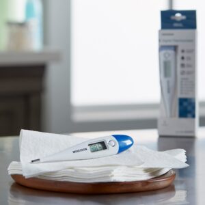 McKesson Digital Oral Thermometer with LCD Display - 30-Second Reading, Fever Alarm, Recall Memory - Includes Probe Sheaths, Storage Case, Manual, Battery, 1 Count