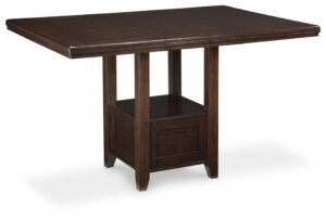 signature design by ashley haddigan traditional rectangular 36" counter height dining extension table, dark brown