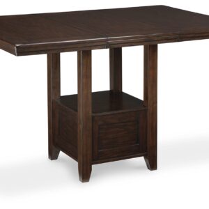 Signature Design by Ashley Haddigan Traditional Rectangular 36" Counter Height Dining Extension Table, Dark Brown