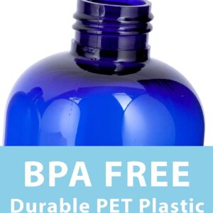 4 oz / 120 ml Cobalt Blue Boston Round PET Plastic Bottles with Black Lotion Pump (12 Pack)