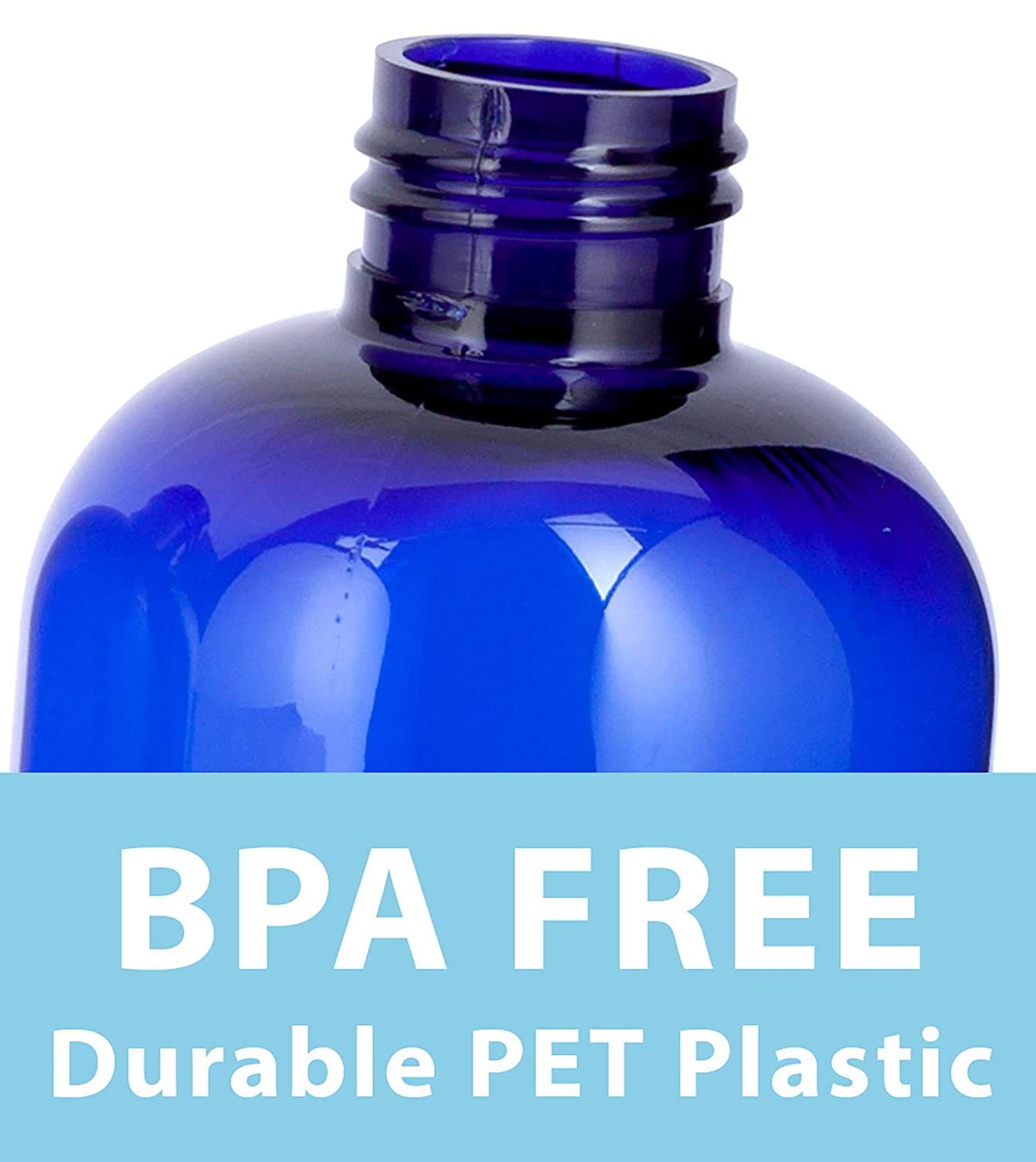 4 oz / 120 ml Cobalt Blue Boston Round PET Plastic Bottles with Black Lotion Pump (12 Pack)