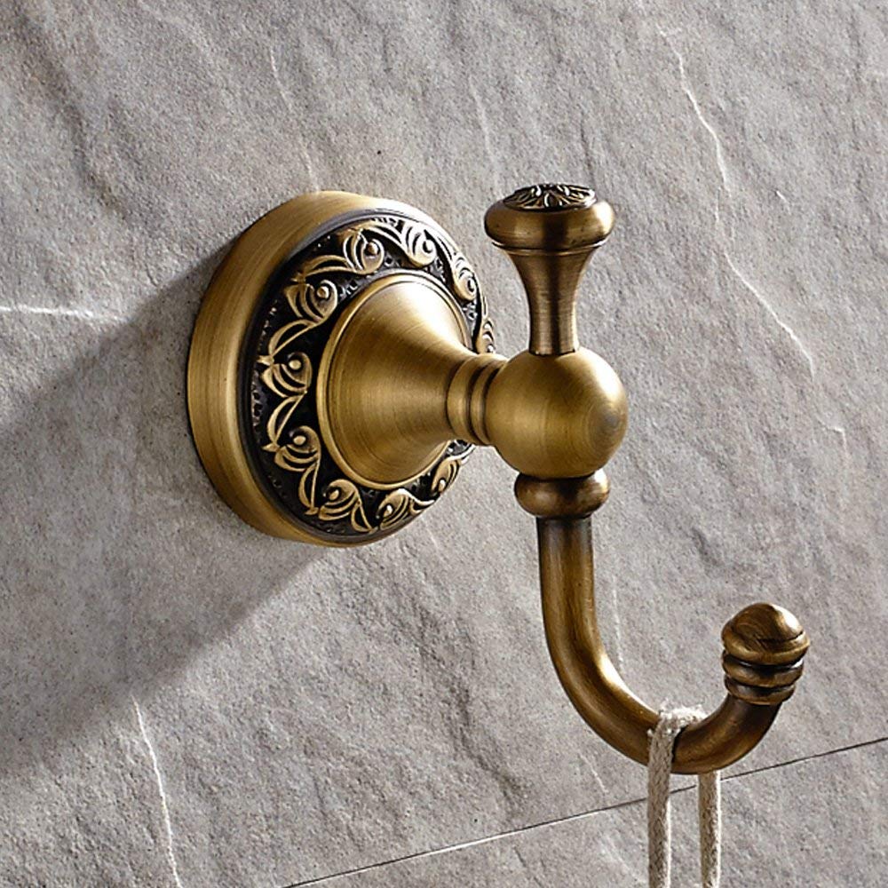 Leyden Antique Brass Towel Hook, Bathroom Robe Hooks, Wall Mounted Retro Single Door Coat Clothes Hanger