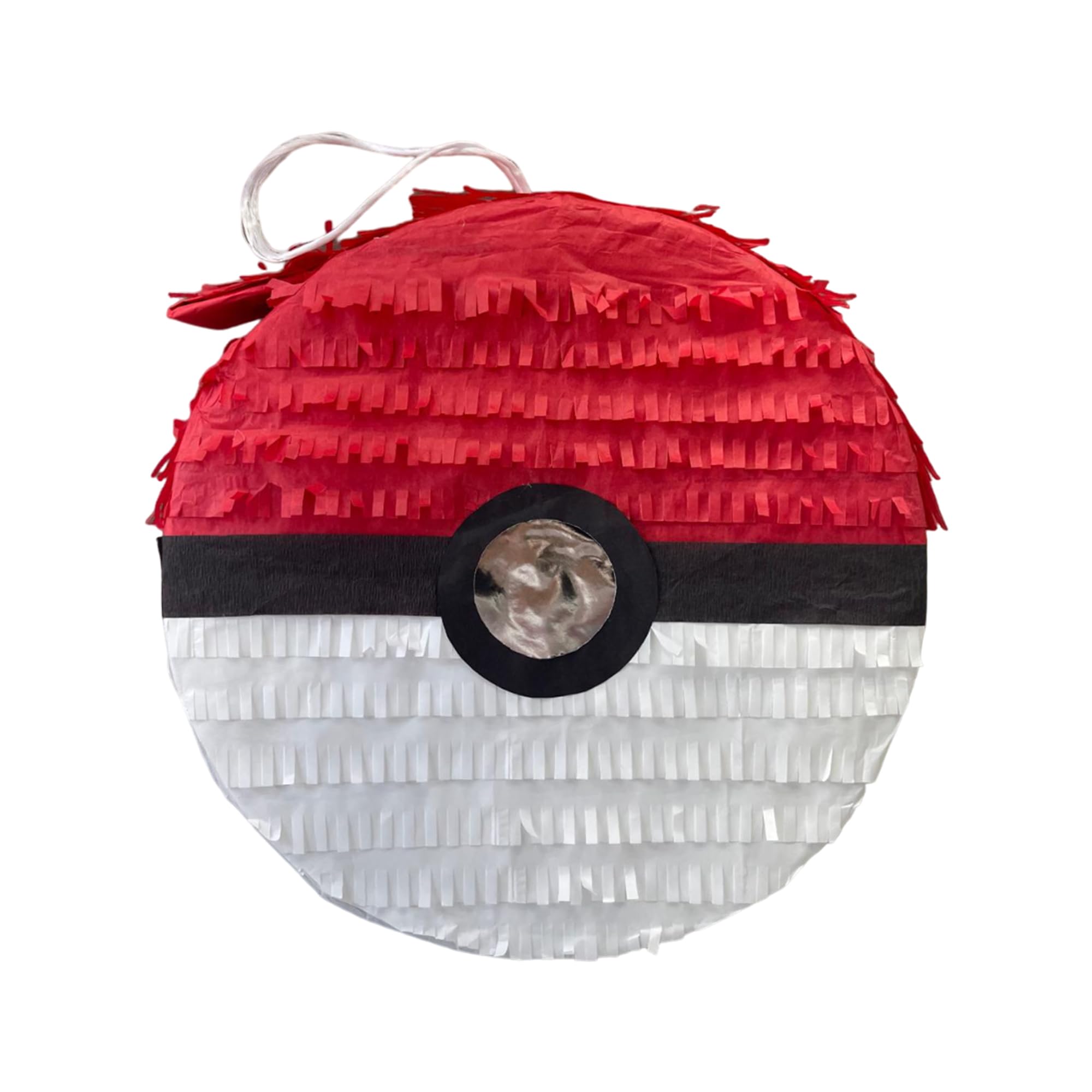 APINATA4U Red and White Ball Pinata, Great for Poke Themed Parties, Video Game Nights, Birthday Party Supplies, Baby Shower, Holiday Celebrations, and Sports Team Parties, 16 X 4 Inches Large