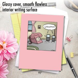 NobleWorks - 1 Large Happy Birthday Card (8.5 x 11 Inch) - Funny Cartoon Stationery for Celebrating Birthdays - Grandma Phone J1609BDG