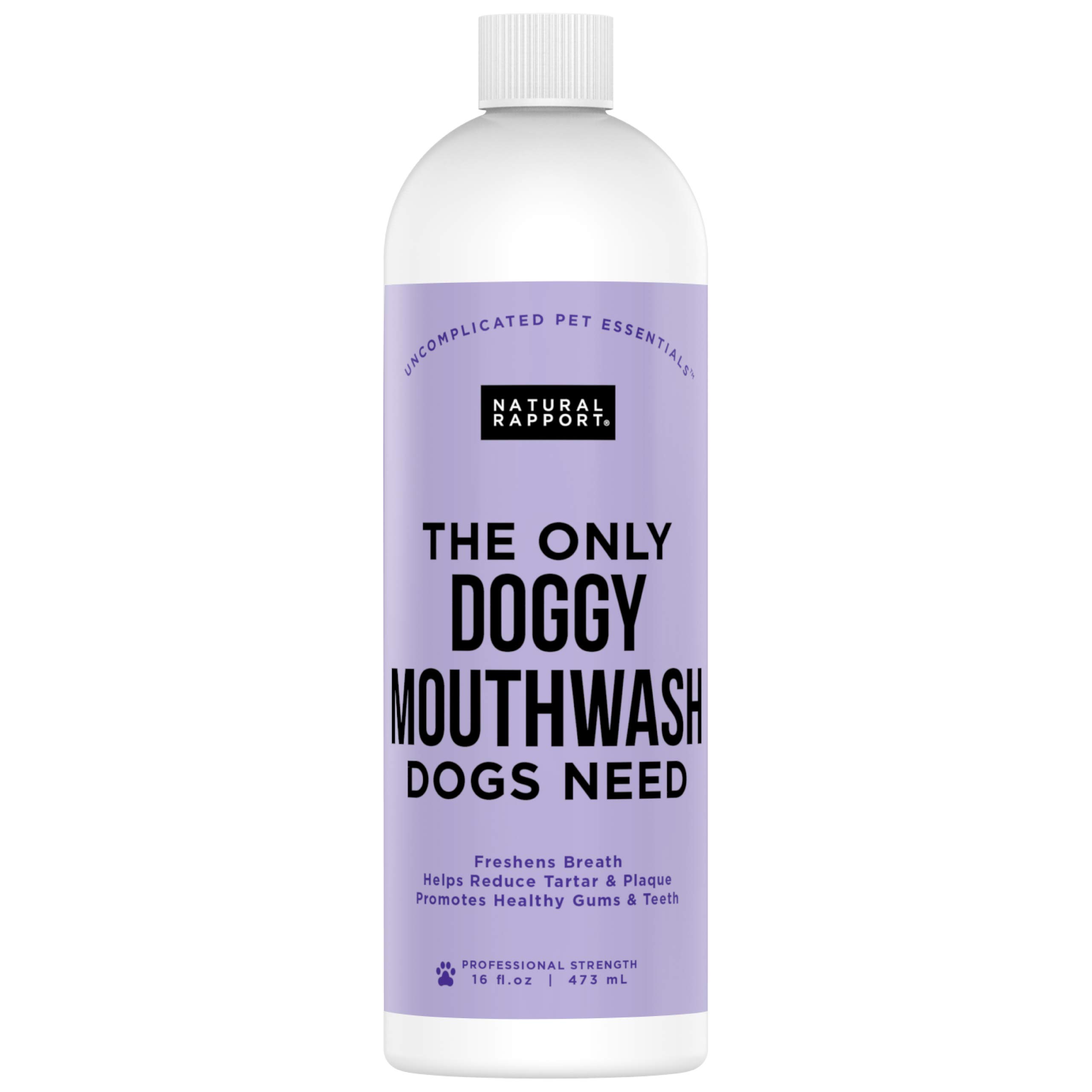 Natural Rapport Dog Mouthwash - The Only Doggy Mouthwash Dogs Need - Dog Breath Freshener Water Additive for Dental Care (16 fl oz.)