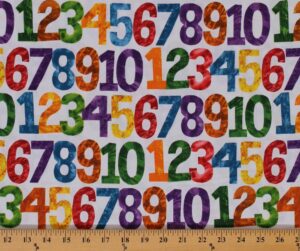 cotton 123 to the zoo counting eric carle children's books colorful numbers on white kids cotton fabric print by the yard (a-8239-x)