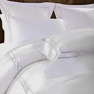 Superior 200 Thread Count 100% Cotton Embroidered Lorenz Duvet Cover Set, Twin/Twin X-Large