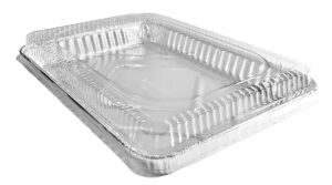 handi-foil 1/4-size (quarter) sheet cake aluminum foil pan w/clear dome lid (pack of 25 sets)