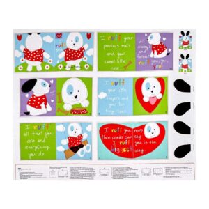 studio e huggable & loveable i ruff you soft book panel, fabric by the yard