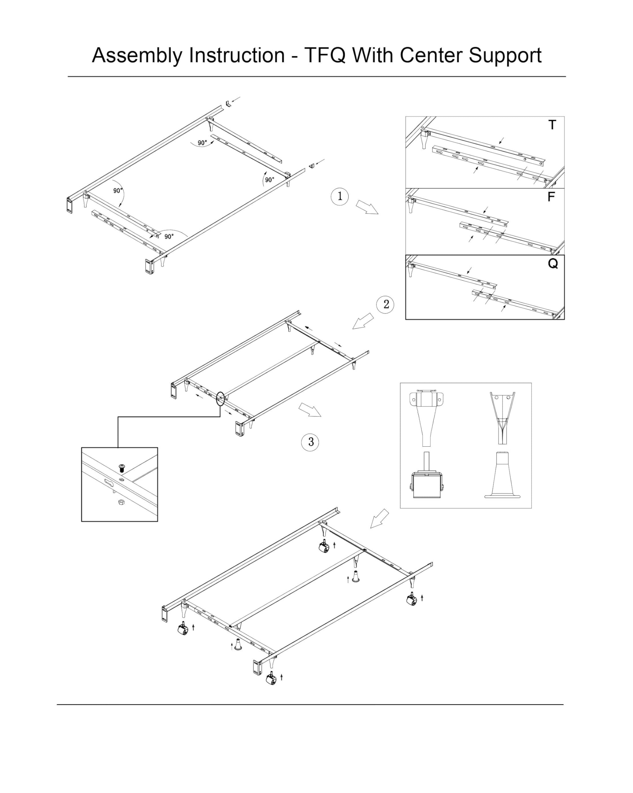 GTU Furniture Adjustable Steel Metal Bed Frame, for Box Spring & Mattress Set, Fits Twin/Full/Queen (Twin/Full/Queen)