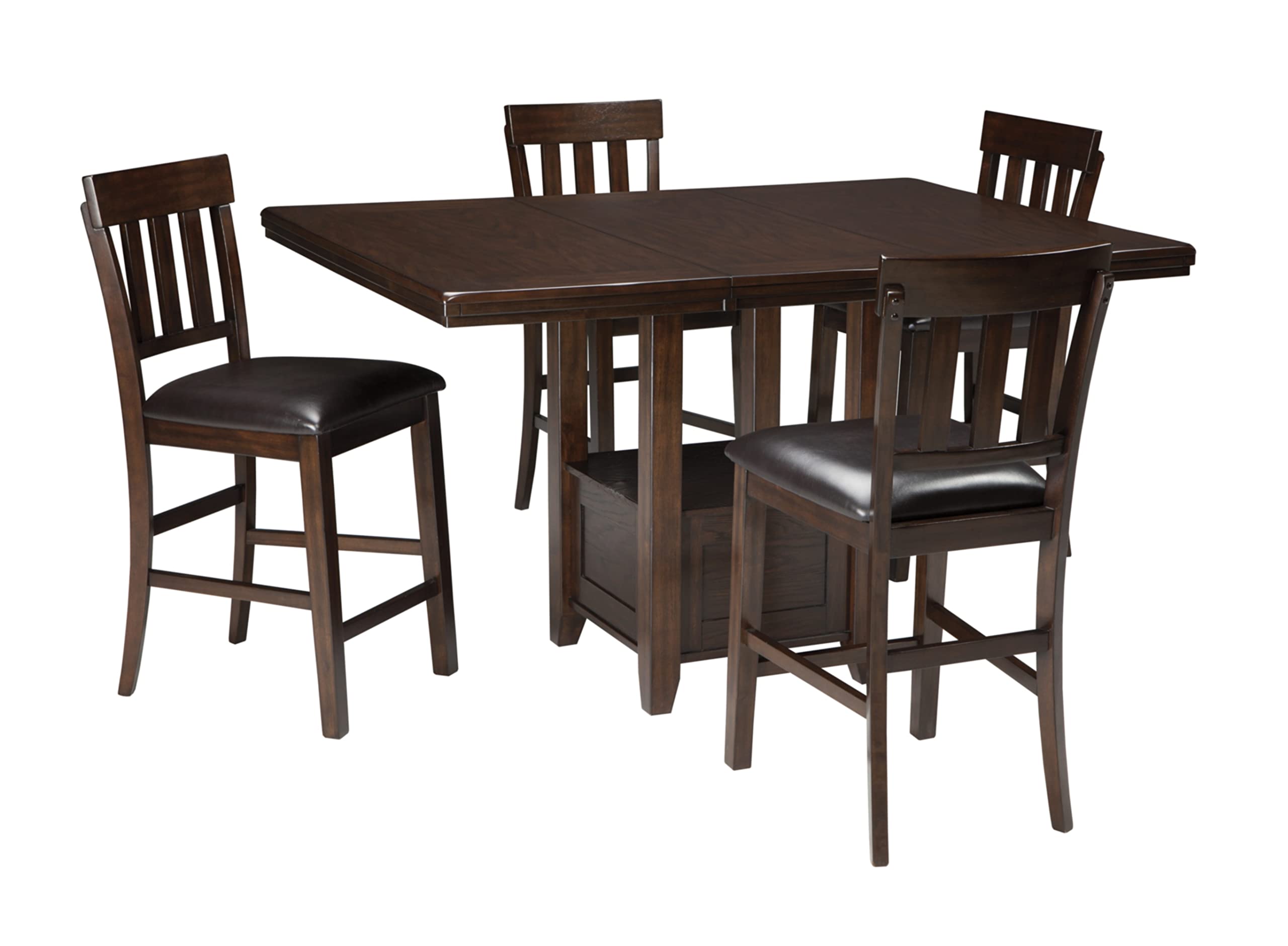 Signature Design by Ashley Haddigan Traditional Rectangular 36" Counter Height Dining Extension Table, Dark Brown