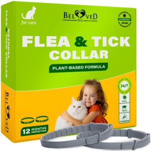 natural flea & tick collar for cats - 12 months control of best prevention & safe treatment - anti fleas and ticks essential oil repellent (2 pack)