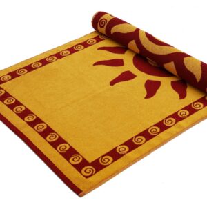 Arus Jacquard Woven Turkish Terry Cotton Beach Towel, Sun, Gold, 36x64