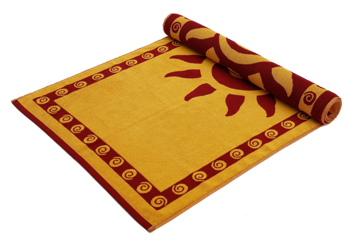 Arus Jacquard Woven Turkish Terry Cotton Beach Towel, Sun, Gold, 36x64