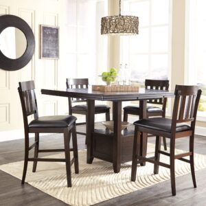 Signature Design by Ashley Haddigan Traditional Rectangular 36" Counter Height Dining Extension Table, Dark Brown