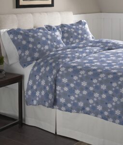 pointehaven flannel oversized duvet set, full/queen, snow flakes