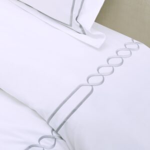 Superior 200 Thread Count 100% Cotton Embroidered Lorenz Duvet Cover Set, Twin/Twin X-Large