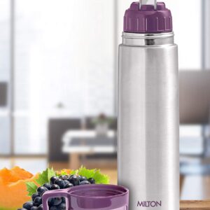 Milton Thermos for Hot Drinks 1000 ml (34 oz), 24 Hours Hot and Cold, Stainless Steel Water Bottle, Double Walled Vacuum Insulated Flask for Hot Coffee, Thermosteel, Leak Proof, Glassy, Purple