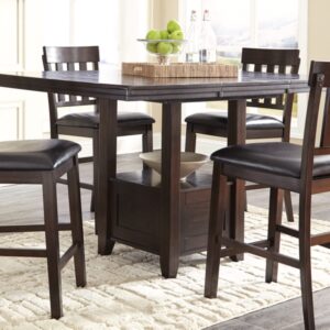 Signature Design by Ashley Haddigan Traditional Rectangular 36" Counter Height Dining Extension Table, Dark Brown