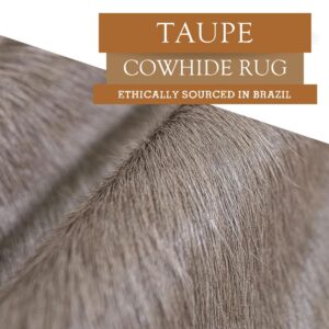 Sunshine Cowhides 100% Genuine Taupe Cowhide Rug - Modern Style Animal Skin Rug & Floor Carpet for Living Room, Bedroom, Kitchen & More - Large (6x6-7ft)