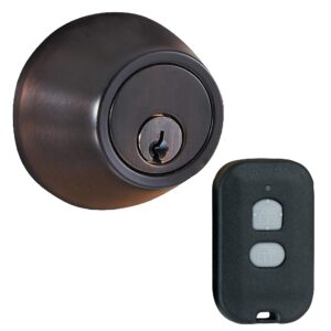 milocks wf-02ob digital deadbolt door lock with keyless entry via remote control for exterior doors, oil rubbed bronze