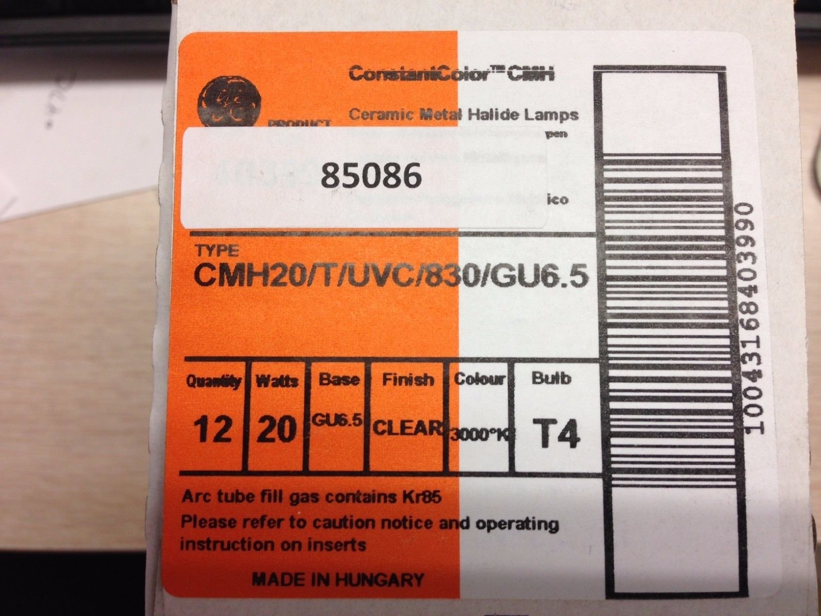 (12 Per Box) GE CMH 20 Watt UVC Constant Color CMH20T/U830GU6.5 Code # 85086