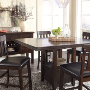 Signature Design by Ashley Haddigan Traditional Rectangular 36" Counter Height Dining Extension Table, Dark Brown