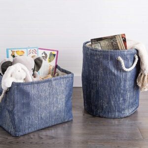 DII Woven Paper Storage Bin, Metallic Lurex, Nautical Blue, Medium Round