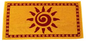 arus jacquard woven turkish terry cotton beach towel, sun, gold, 36x64