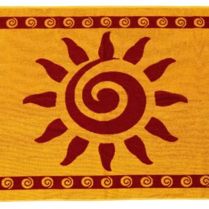 Arus Jacquard Woven Turkish Terry Cotton Beach Towel, Sun, Gold, 36x64