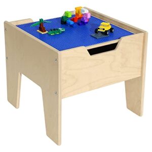 contender c991300-b 2-n-1 activity table with blue lego compatible top for toddlers and preschool