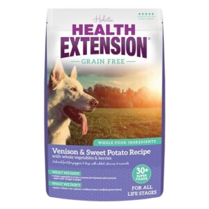 health extension grain free venison & sweet potato dry dog food (10 lb / 4.54 kg) - lean protein formula for dogs with poultry allergies & sensitive stomachs