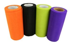 halloween set of 4 rolls 6" tulle 25 yds each (100 yards total) (6" tulle - 4 roll set)