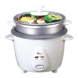 narita nrc-150 3-cup non-stick rice cooker with steamer, white