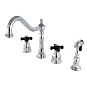 kingston brass ks1791pkxbs duchess widespread kitchen faucet, 8-1/2", polished chrome