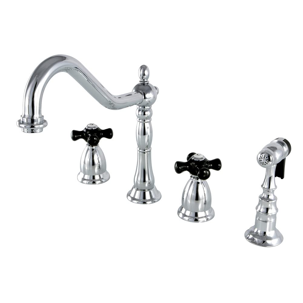 Kingston Brass KS1791PKXBS Duchess Widespread Kitchen Faucet, 8-1/2", Polished Chrome