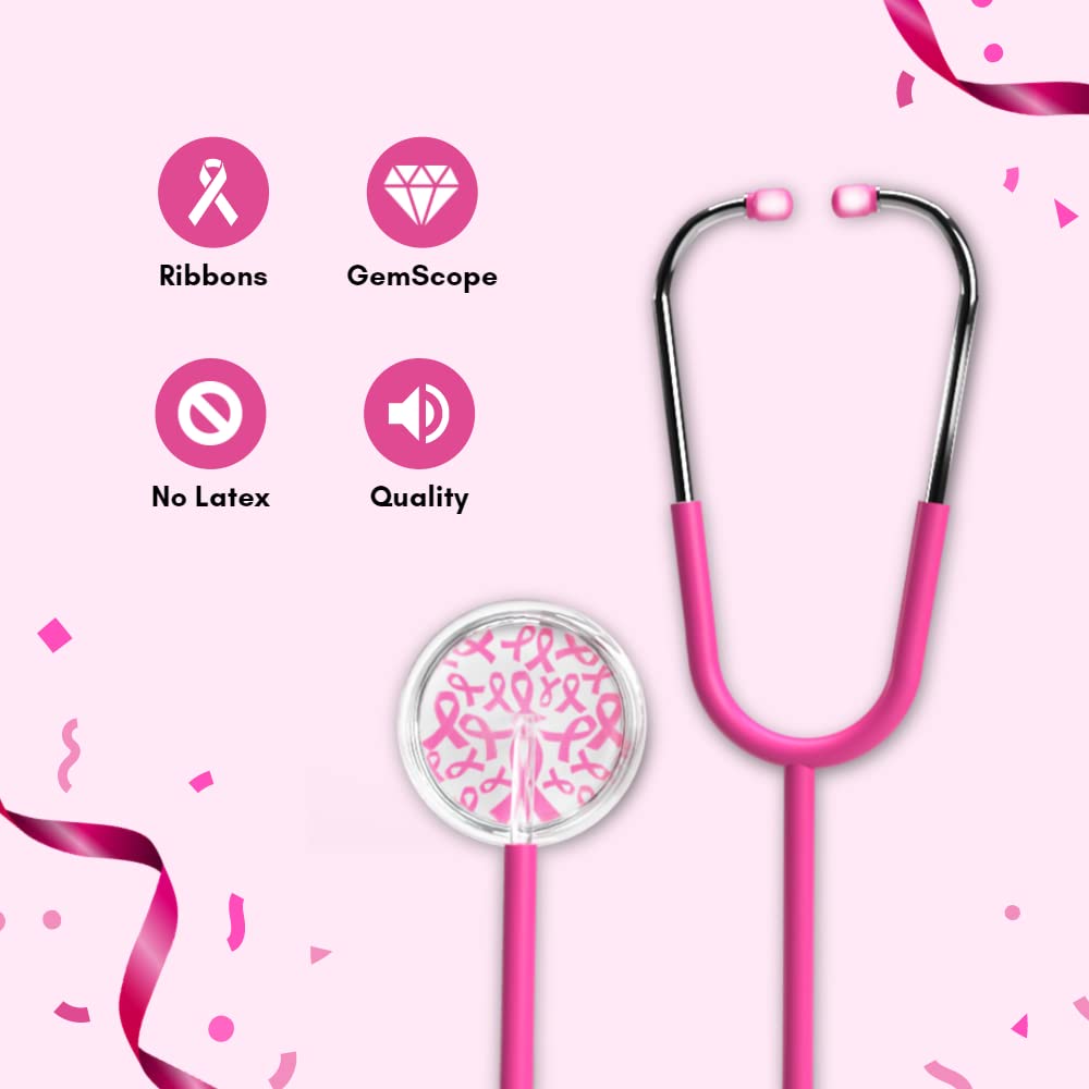 Breast Cancer Awareness Ribbons Hot Pink Gemscope Stethoscope