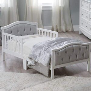 orbelle padded and upholstered head and footboard upholstery is ultra-soft micro-fiber polyester decorative crystal dimensions: 53l x 30w x 27h in white finish fits a standard crib mattress