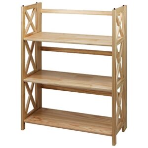 casual home montego 3-shelf folding bookcase, natural , 27.5" wide