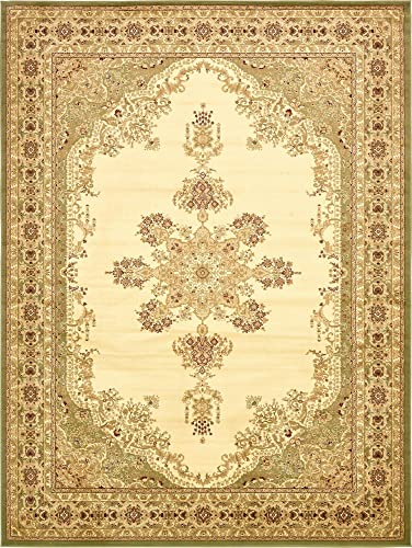 Unique Loom Versailles Collection Traditional Classic Border with Medallion Motif, Area Rug (10' 0 x 13' 0 Rectangular, Green/ Ivory)