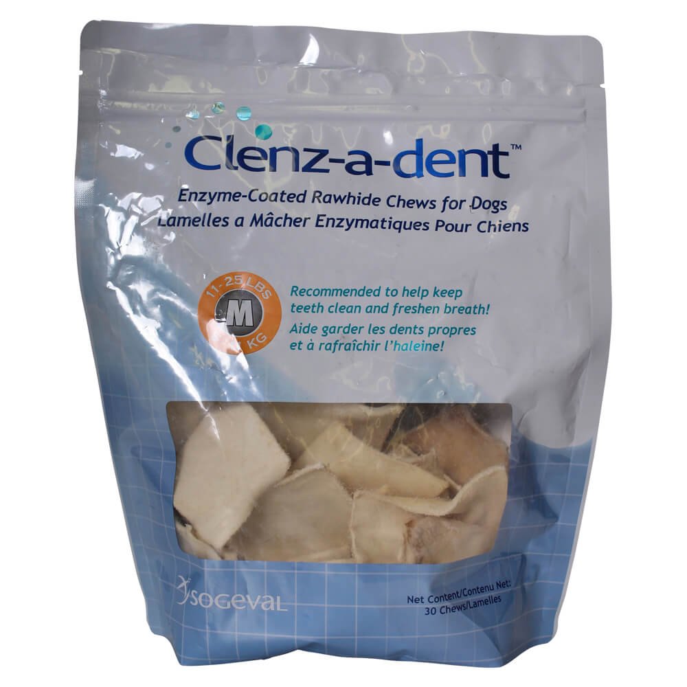 Sogeval CLE06230 30 Count 11-25 lb Cleans-A-Dent Rawhide Chews for Medium Dogs