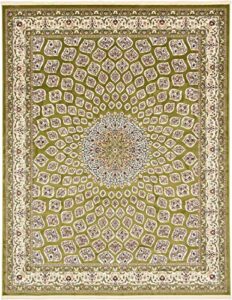 unique loom narenj collection classic traditional textured medallion pattern design area rug, 8' x 10' rectangle, green/blue