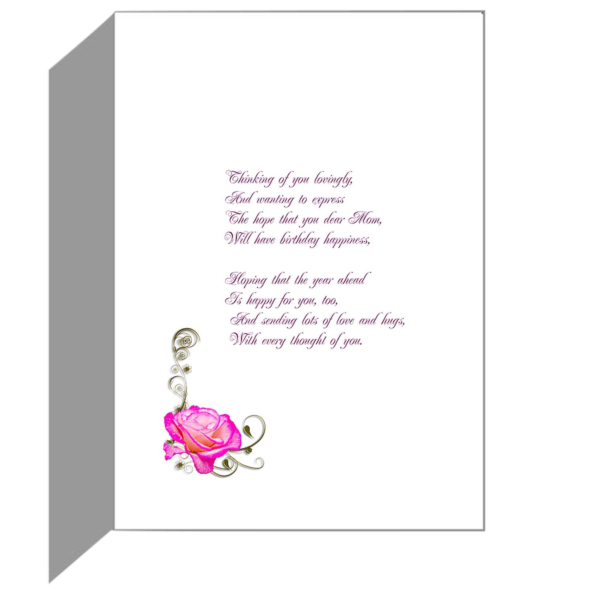 CafePress 90Th Birthday Card For Mom, Elegant Rose Greeting Folded Greeting Card Glossy