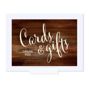 andaz press wedding framed party signs, rustic wood print, 5x7-inch, cards and gifts thank you, 1-pack, includes frame